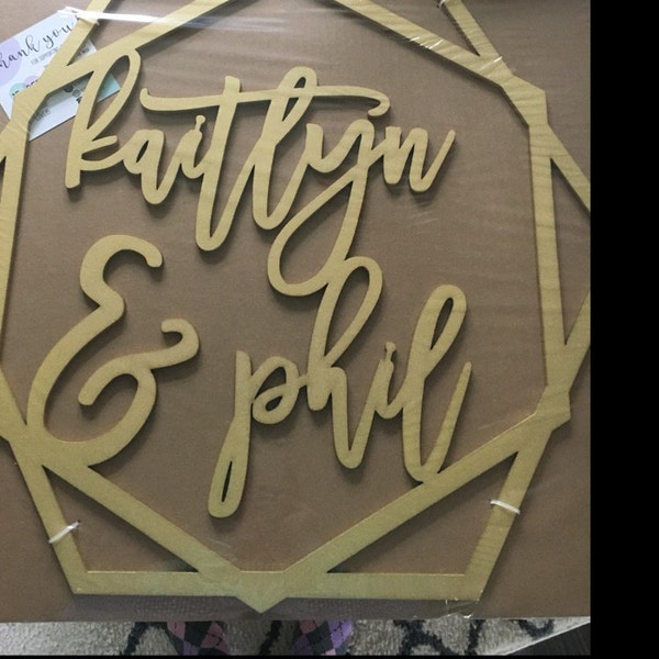 Custom Name Sign Backdrop, Geometric Name Sign Wood, Wedding Backdrop ...