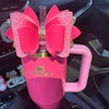 Pink Parade Stanley Tumbler Bow Straw Topper Neon Pink and Gold Stanley ...