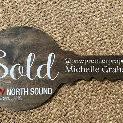 Key Shape Sold Sign With Hashtag or Name, Personalized Real Estate ...