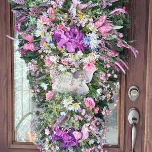 Extra Large Purple Hydrangea Spring Wreath Summer Floral Swag for Front ...