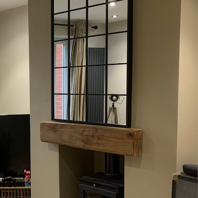 Solid Oak Narrow Mantel Beam Rustic Fireplace Shelf Wooden Mantelpiece ...