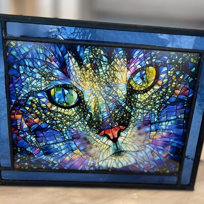 Blue Cat Art, Colorful Cat Print, Cat Artwork, Alcohol Ink Art, Cat ...