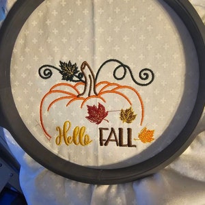 Hello Fall Embroidery Design, Pumpkin Embroidery File, 4 Sizes, Instant ...