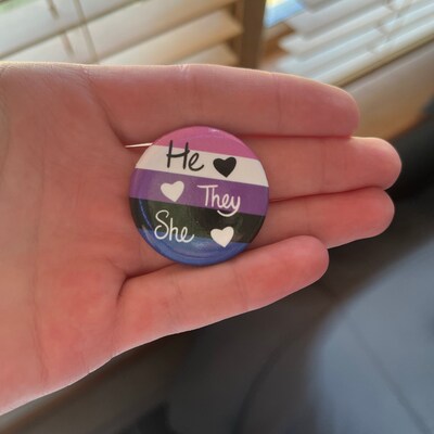 Genderfluid Pride Flag Pronoun Pin Back Button They/them She/him She ...