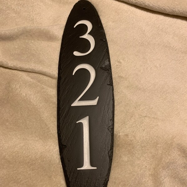 CARVED Slate Vertical Address Sign / Column Plaque / Oval Stone House ...