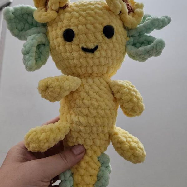 No Sew Axolotl Crochet Pattern, Cute Flower Axolotl No Sew Amigurumi ...