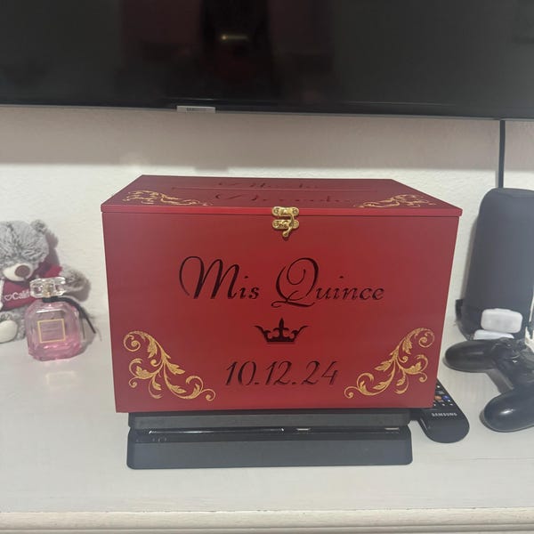 Personalised Quinceañera Pink Card Box, Boho Post Box, Money Box ...