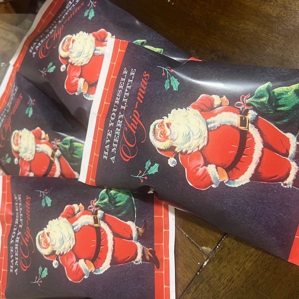 Christmas Chip Bags, Printable Holiday Party Favors, Santa Snack Bag ...
