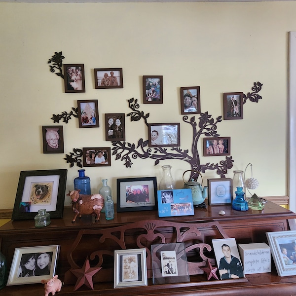 Wooden Family Tree With Frames, Wall Decorations for Living Room ...