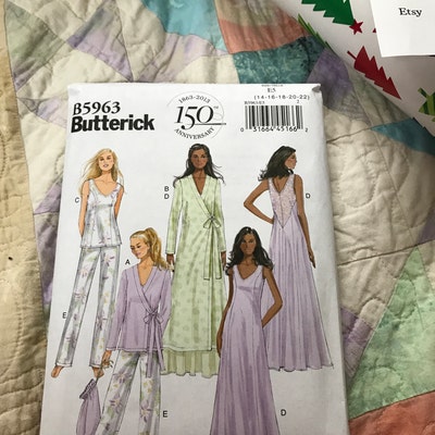 Sewing Pattern for Womens' Side-tie Robe, Top, Gown, Pants and ...