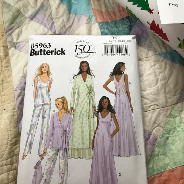 Sewing Pattern for Womens' Side-tie Robe, Top, Gown, Pants and ...