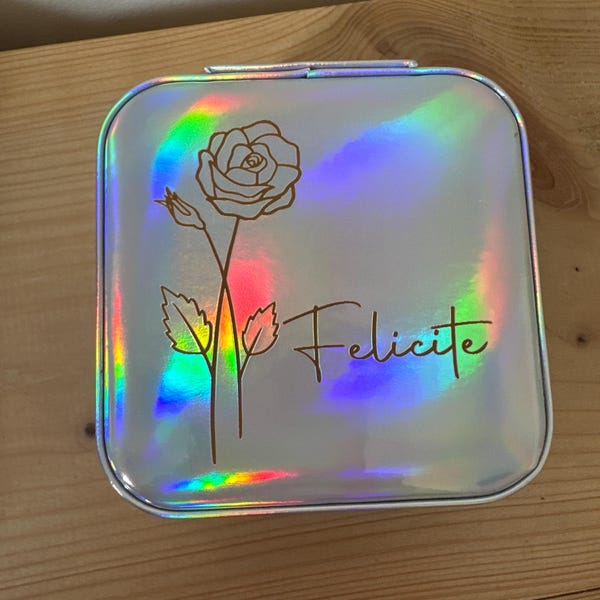 Engraved Birth Flower Jewellery Box, Travel Jewelry Box, Birthday Gift ...