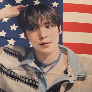 Enhypen Jake Wearing Hoodie Flag Banner, Enhypen Jake American Tapestry ...