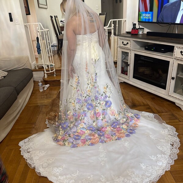 Fairy Purple Sunflower Bridal Veil, Colorful Pretty Sun Flower Wedding ...