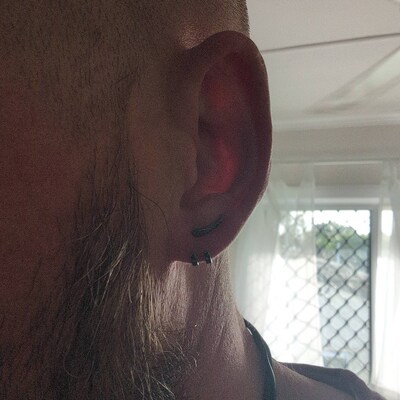 Mens Earrings Black Triangle Earring, Men, Minimalist Male Earring ...