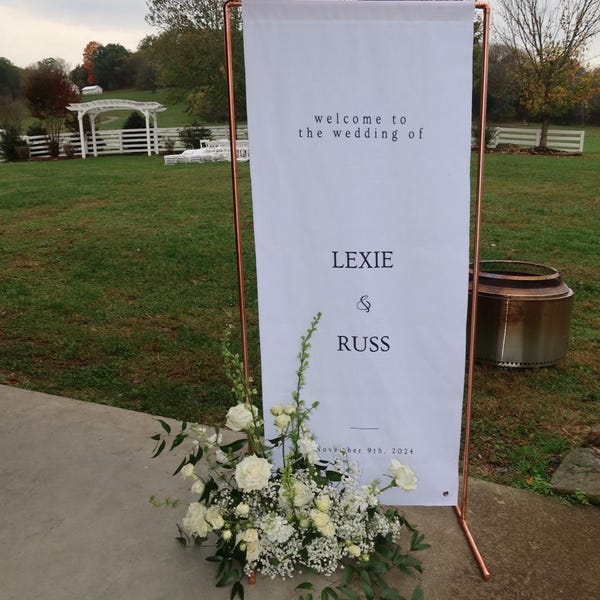 Fabric Wedding Welcome Sign Modern Wedding Welcome Sign Fabric Linen ...
