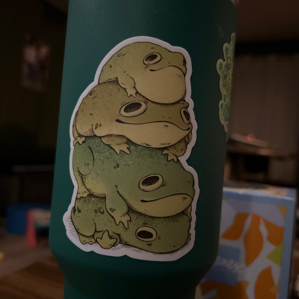 Frog Stack Vinyl Sticker - Etsy