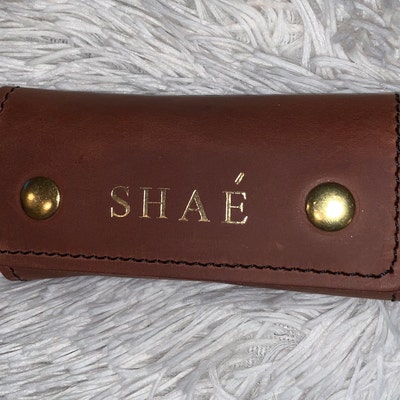 Purple Key Case Leather Key Pouch Personalized Keychain - Etsy