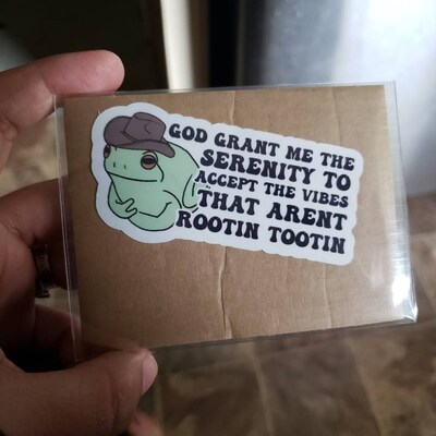 Cowboy Frog Sticker God Grant Me the Serenity to Accept the Vibes Frog ...