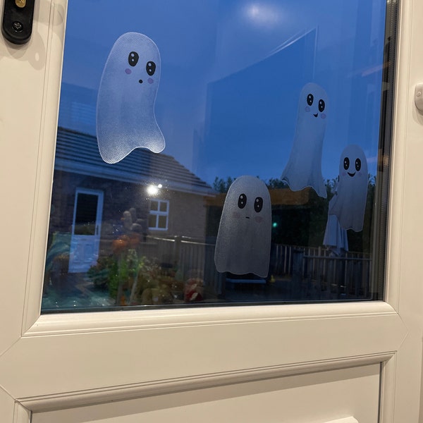 Cute White Ghosts Window Sticker Pack, Ghost Window Stickers, Halloween ...