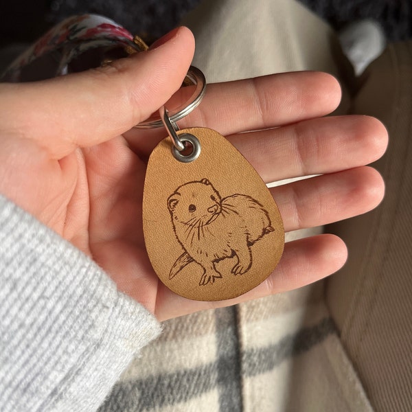 Sleepy Tabby Cat - Cat Genuine Leather Keychain - Etsy