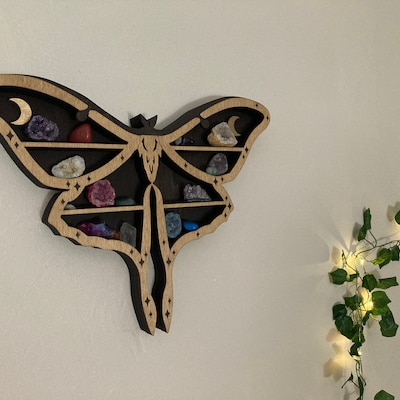 Coppermoon Luna Moth Crystal Shelf, Luna Moth Shelf, Luna Moth Wooden ...