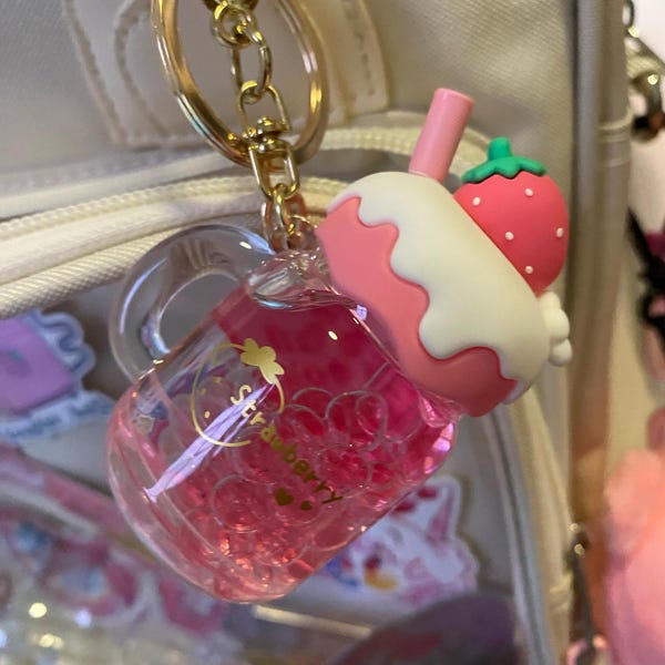 Silver Cat Liquid Keychain, Animal Keychain, Quicksand Keychain, Kawaii ...