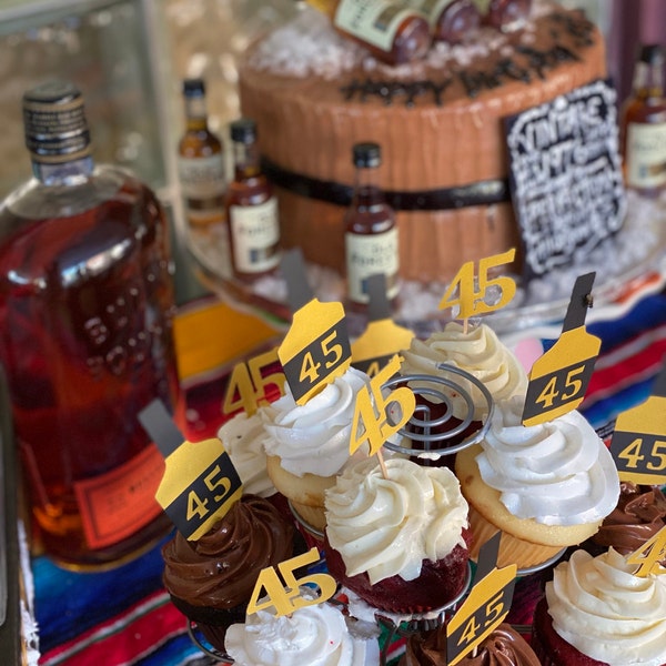 Whiskey Cupcake Topper Aged To Perfection Cupcake Topper Whiskey