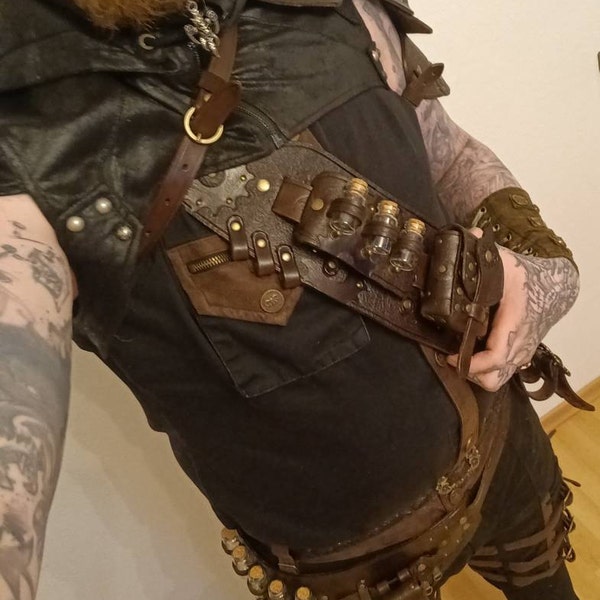 Costume Leather Set Larp Ranger, Pauldrons Gorget Bandolier Bracers ...