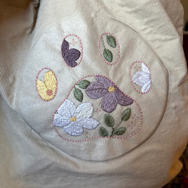 Paw Print Embroidery Pattern Design, Toe Beans Art Beginner Embroidery ...