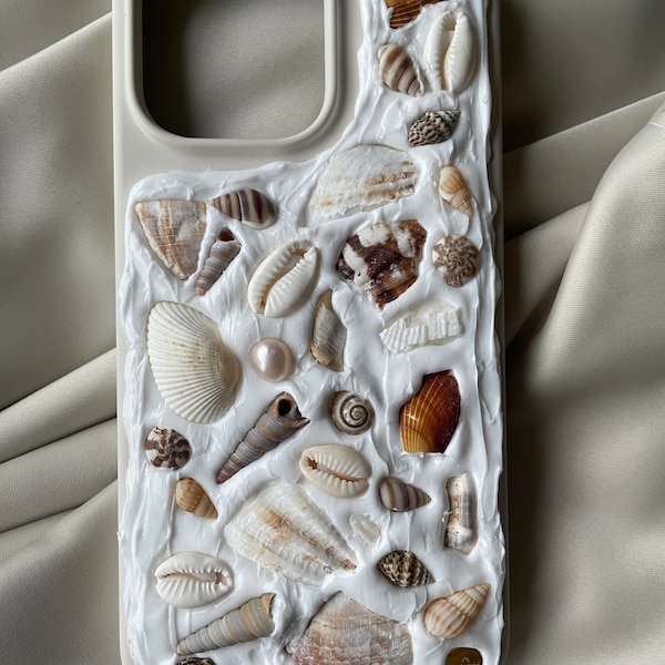 Shades of Brown: Handmade Shell Cell Phone Case/ Seashell Cell Phone Case/ Cover Case Cell Phone ...