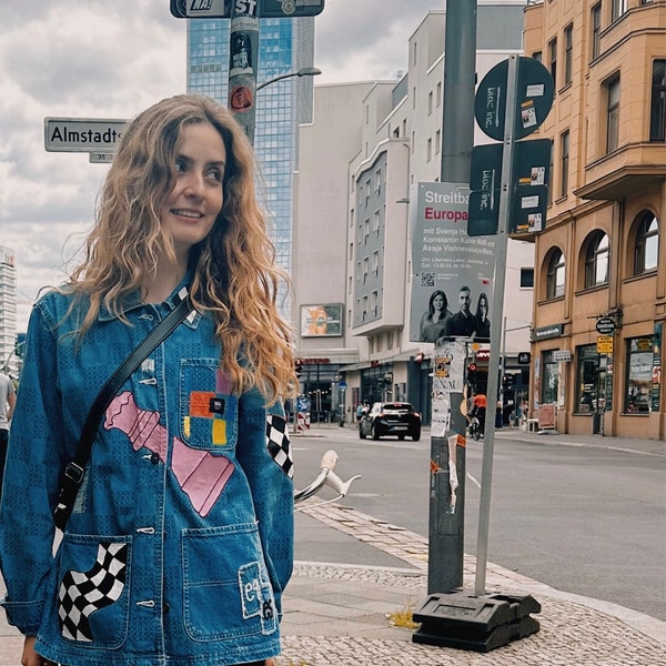 Vans Denim Jacket, Flower Jacket, Colorful Jacket, Spring-themed ...