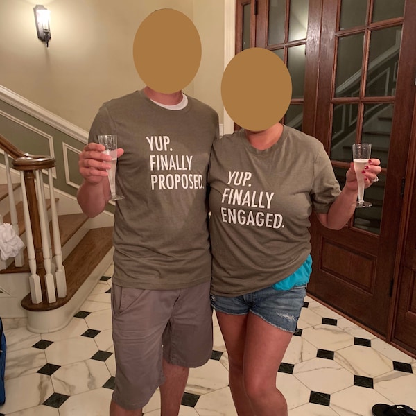 Couples Shirts T-shirt, Yup Finally Proposed, Yup Finally Engaged, His ...