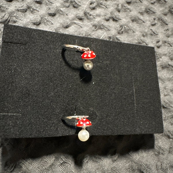 Dainty Mushroom Earrings With Pearl Design by Pearl’s Tale• Minimalist ...