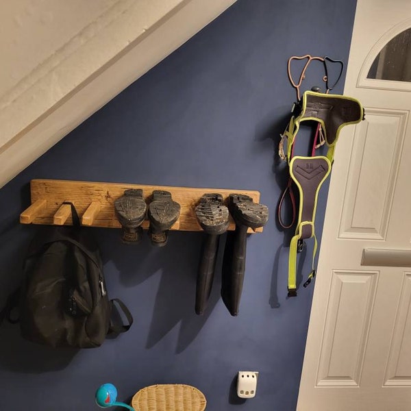 Handmade Reclaimed Wood Welly Rack: Wall Mounted Boot Storage - Etsy
