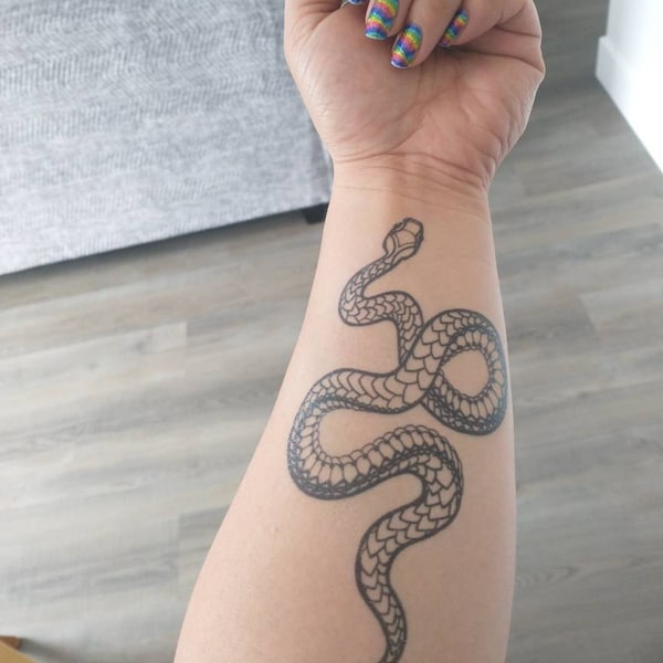 Large Snake Tattoo - Snake Temporary Tattoo / Blackwork Snake Tattoo ...