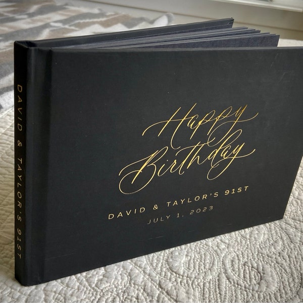 Birthday Guest Book | Minimalist Bday Book | Real Gold Foil Guestbook ...