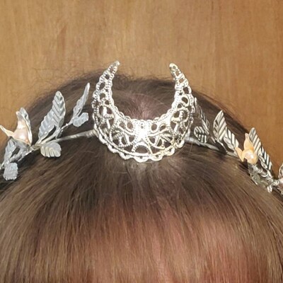 Moon Crown, Crescent Moon Tiara, Goddess Headpiece, Branch Crown ...
