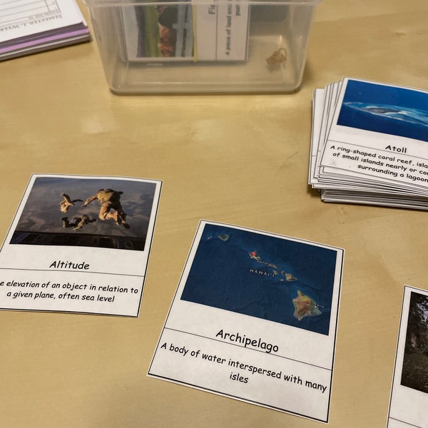 168 Geography and Landform Terms Flash Cards / 3 Part Montessori Cards ...