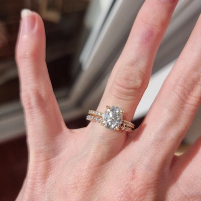 Open Wedding Band Colorless Moissanite Open Wedding Band Bubble Prong ...