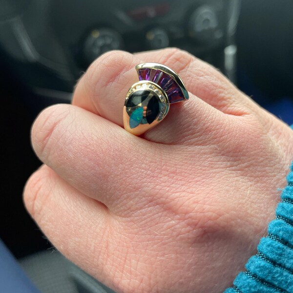 Vintage Gold in Quartz Half Bezel Set Flower Detail 14k Yellow Gold ...