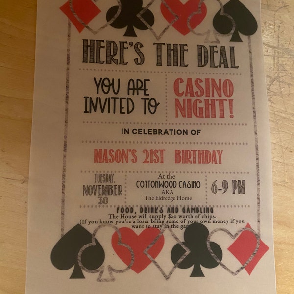 Editable Poker Invitation Template, Casino Invitation, Poker Party ...