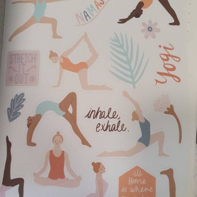 Yoga Sticker Sheet, Yoga Stickers, Cute Illustrated Sticker Set ...