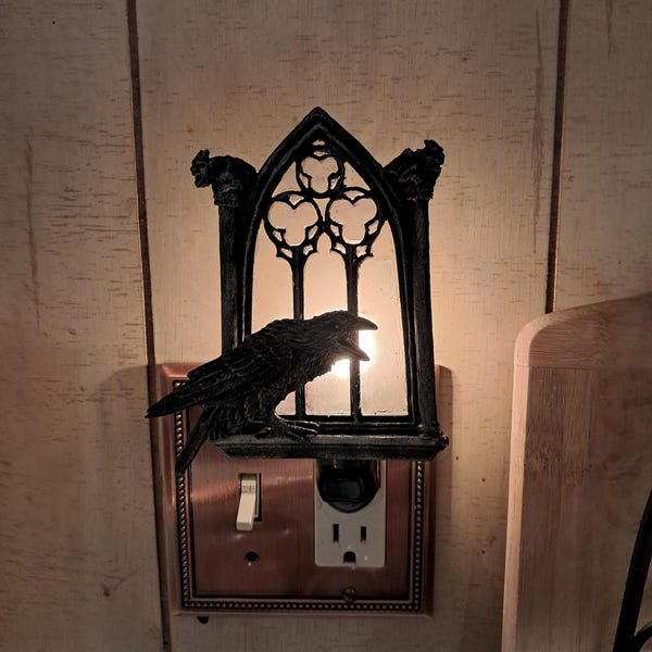 Raven and Window Nightlight, Hand Painted Resin Sculpture | Medieval ...