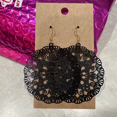 FREE SHIPPING ULTRA Lightweight Laser Filigree Cut Metal Earrings, Hypo ...