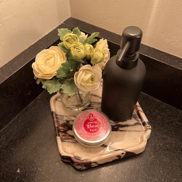 Viola Marble Coffee Table Tray , Jewelry Trinket Tray, Vanity Tray Oval ...