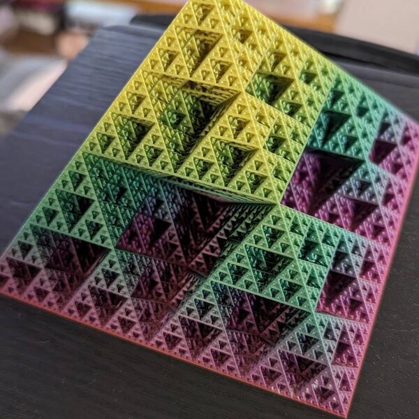 Large Fractal Pyramid, Purple 3D Printed Sierpinski Fractal Pyramid ...