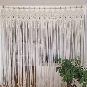 Macrame Curtain Macrame Black Curtain Customizable Macrame Living Room ...