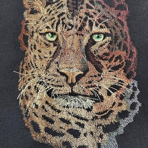 Cheetah on a Black Background Machine Embroidery Design Leopard ...