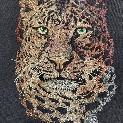 Cheetah on a Black Background Machine Embroidery Design Leopard ...